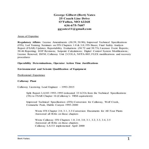 George Gilbert (Bert) Yates resume updated 5 5-16 | DOCX