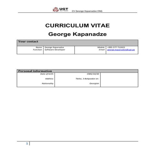 George kapanadze cv eng | PDF