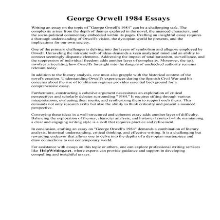 George Orwell 1984 Essays | PDF
