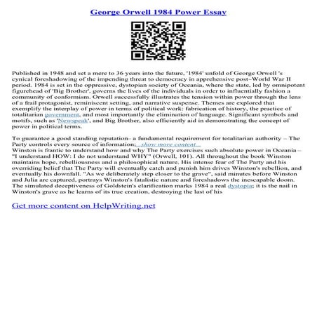 George Orwell 1984 Power Essay | PDF