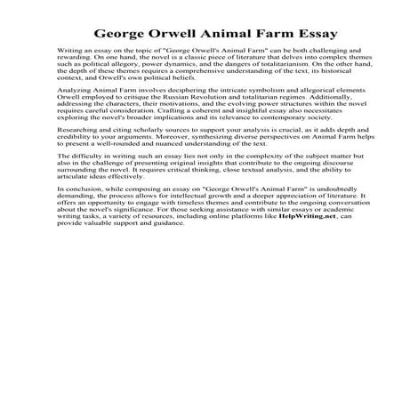 George Orwell Animal Farm Essay | PDF