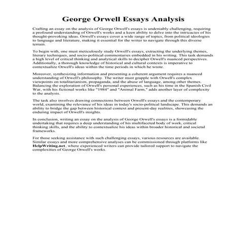 George Orwell Essays Analysis | PDF