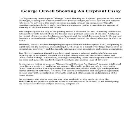 George Orwell Shooting An Elephant Essay.pdf