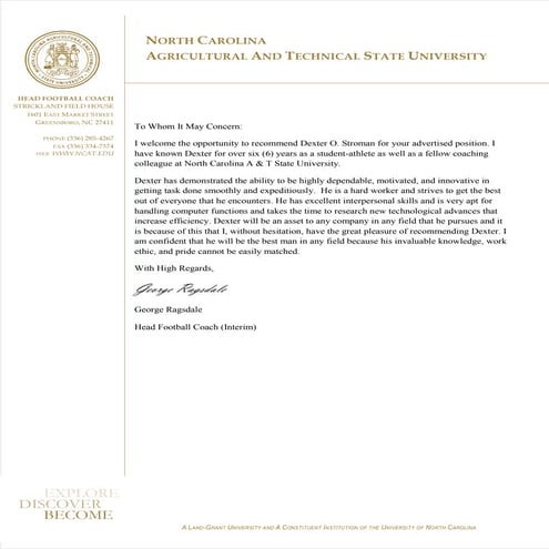 George Ragsdale Recommendation | PDF