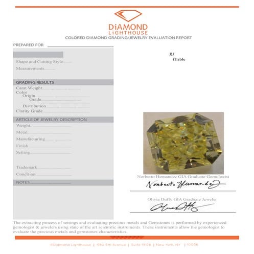 Diamond grading & jewelry evaluation report | PDF