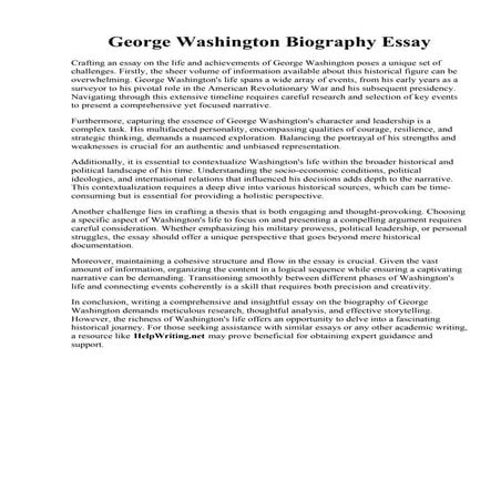 George Washington Biography Essay | PDF