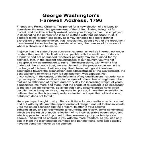 George Washington Letter to Sultan of Morroco