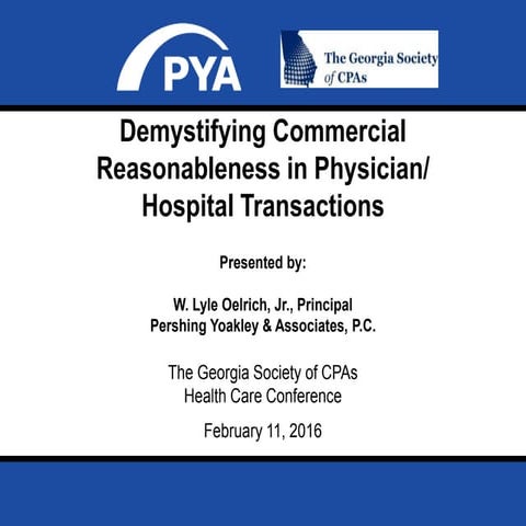 Demystifying Commercial Reasonableness in Physician/Hospital ...