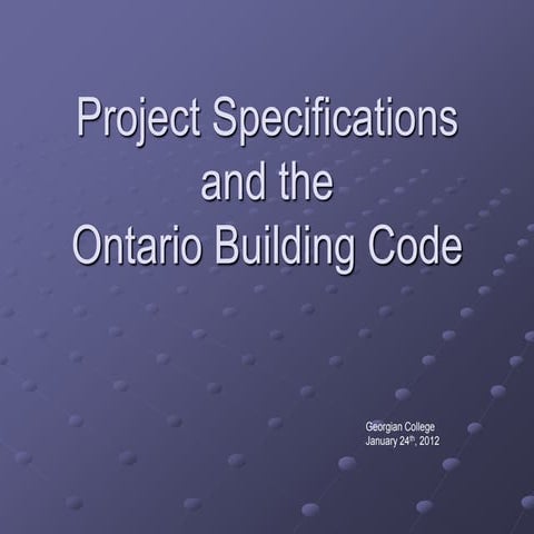 Project Specifications and Building Code | PPTX