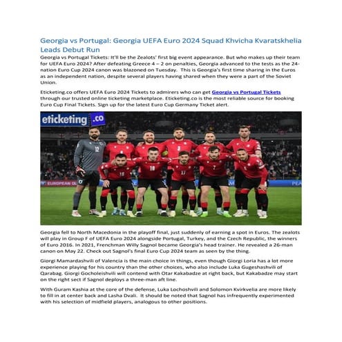 Georgia vs Portugal Georgia UEFA Euro 2024 Squad Khvicha Kvaratskhelia ...
