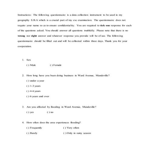 Geo sba questionnaire | DOCX