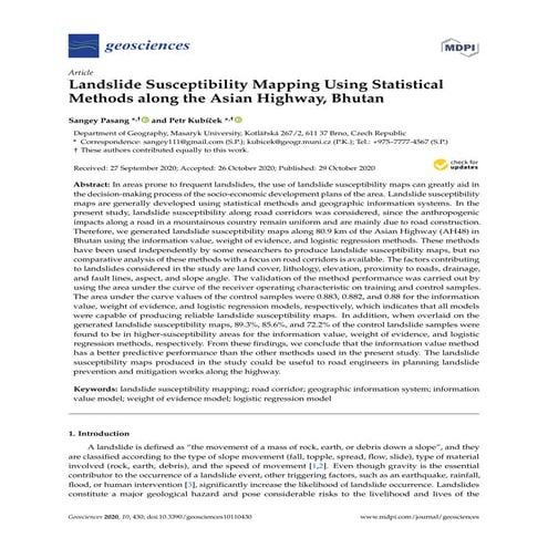 Landslide Susceptibility Mapping Using Statistical Methods Along The
