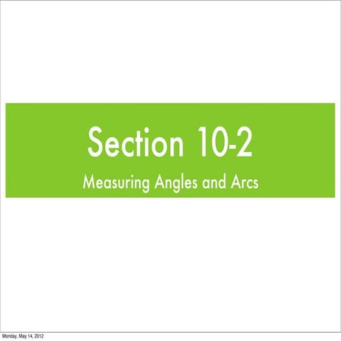 9 3 Arcs And Central Angles Filled Out | PPT