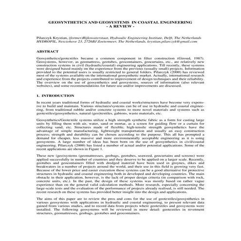 Geosynthetics&Geosystems In Coastal Engineering Pilarczyk2009 | PDF