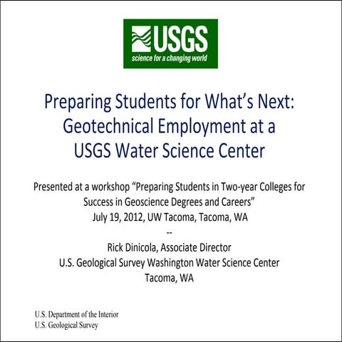 Geotechnical Employment at a USGS Water Science Center | PPT