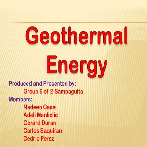 Presentation on Geothermal Energy | PPTX