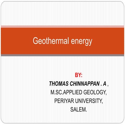 Geothermal energy in environmental geology | PPTX | Geography | Science