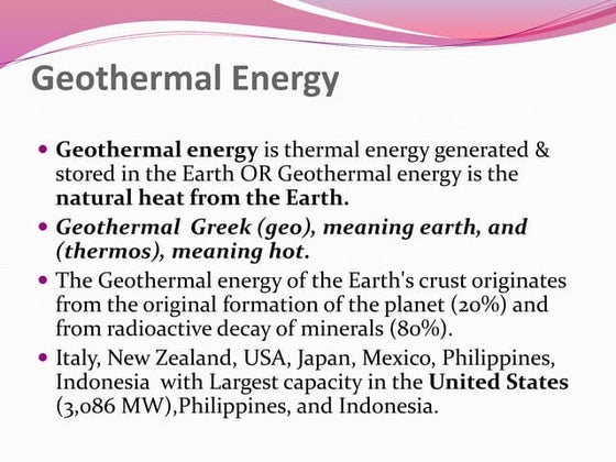 Presentation on Geothermal Energy | PPTX