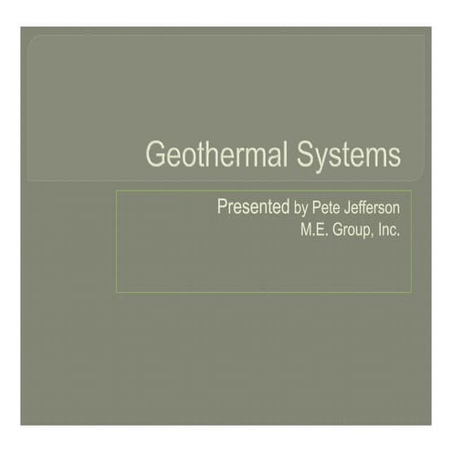 Geothermal / Geoexchange Systems | PDF