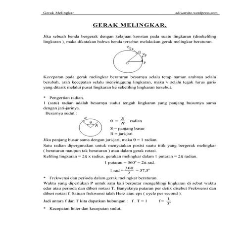 Fisika. Kinematika Partikel. Gerak Parabola dan gerak Melingkar | PDF