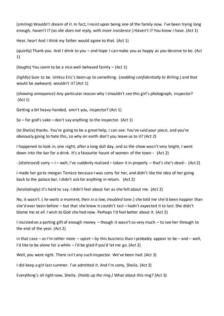 An Inspector Calls - Quotations | PDF