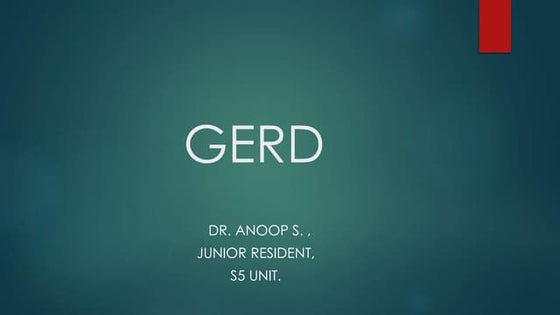 Gastro esophageal reflux disease (GERD) | PPT | Digestive Disorders ...