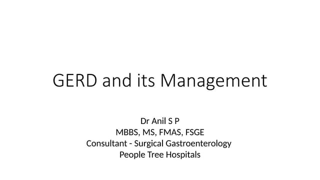 ASGE Guideline on the Diagnosis and Management of GERD | PPTX