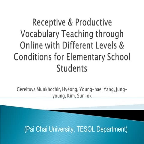Receptive and Productive Vocabulary Teaching through Online with ...