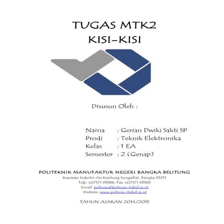 Tugas MTK 2 Kisi-kisi | PDF