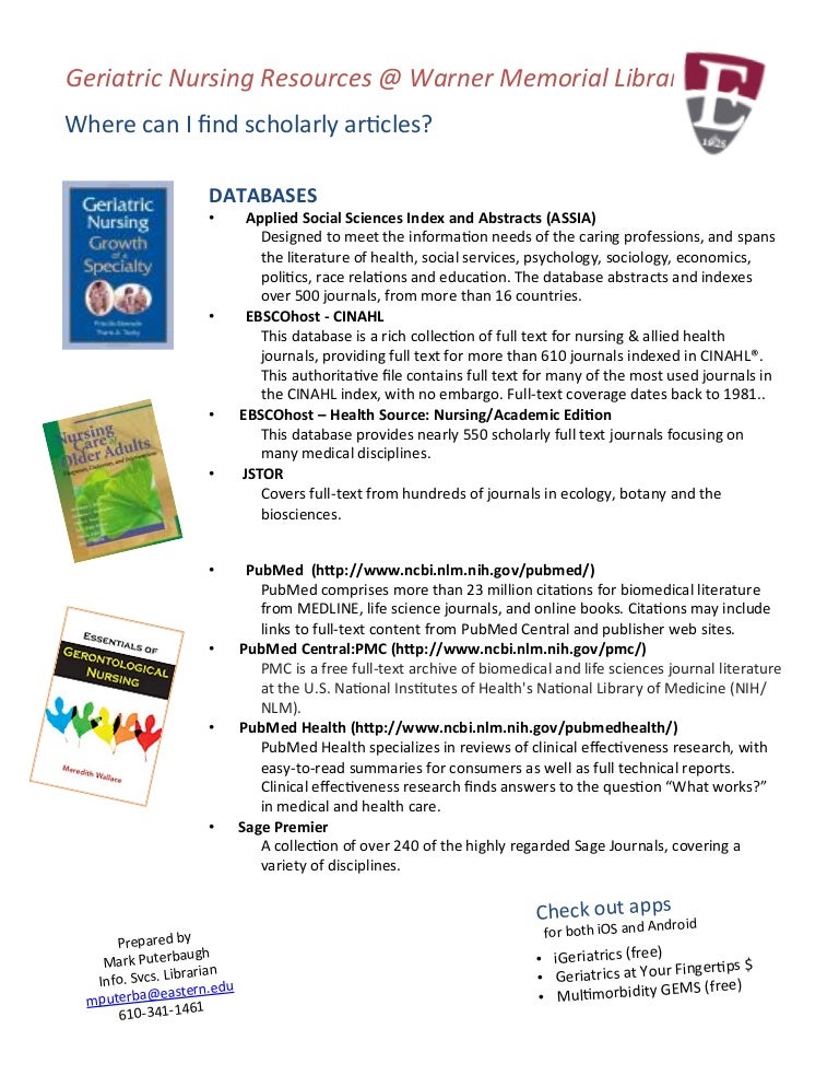 Geriatric Nursing Resources @ Eastern University