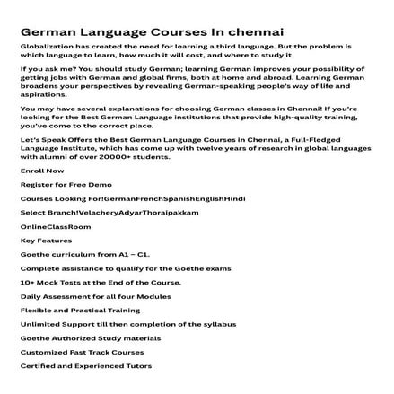 German Language Courses in chennai | PDF