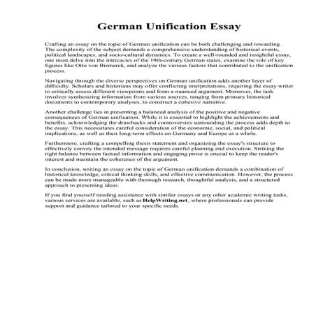 German Unification Essay. Northern Oklahoma College | PDF