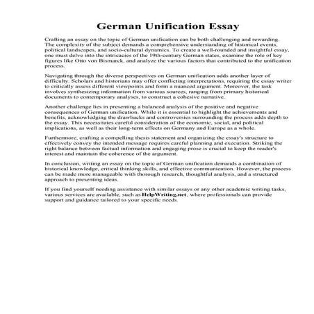 German Unification Essay. IB History Hl Essay: Bismarck responsible for ...