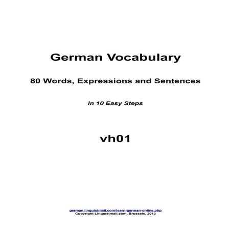 [vh01] German Vocabulary 80 Words, Expressions and Sentences | PDF