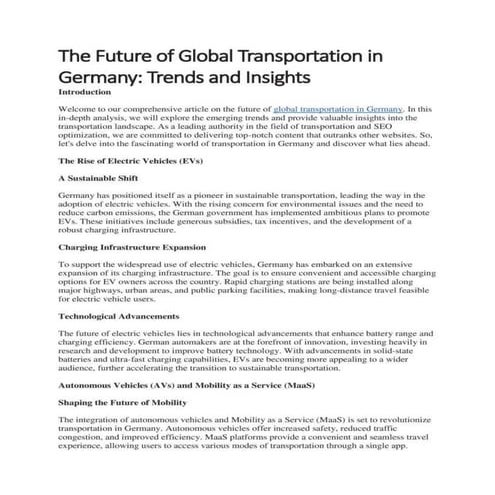 Global transportation Germany | PDF