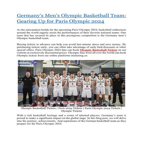 Germany's Men's Olympic Basketball Team Gearing Up for Paris Olympic ...