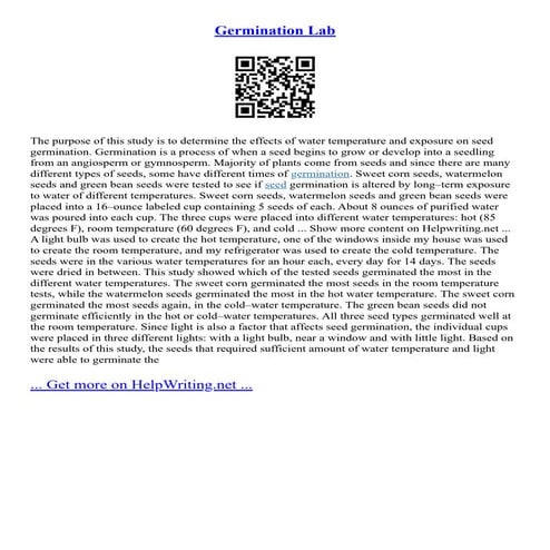 Germination Lab | PDF