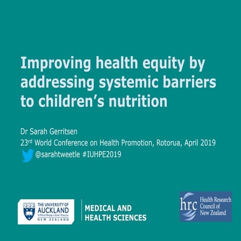 IUHPE Presentation: Improving health equity by addressing systemic ...