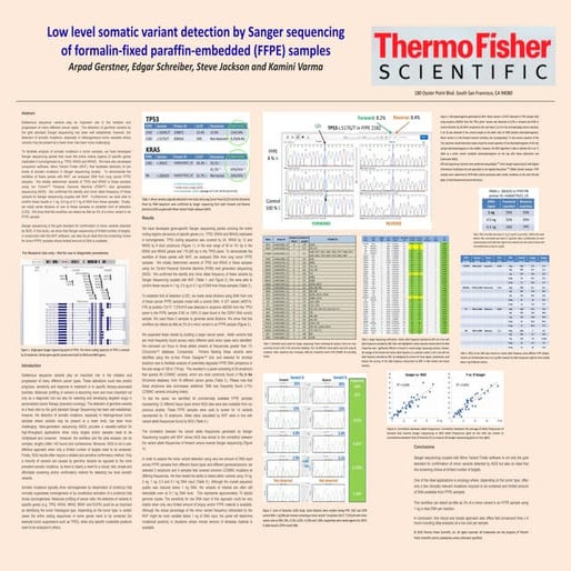 Low level somatic variant detection by Sanger sequencing of formalin-fixed paraffin-embedded ...