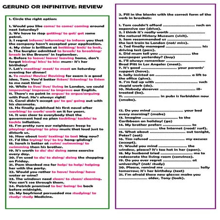 Gerund or-infinitive-review | PDF