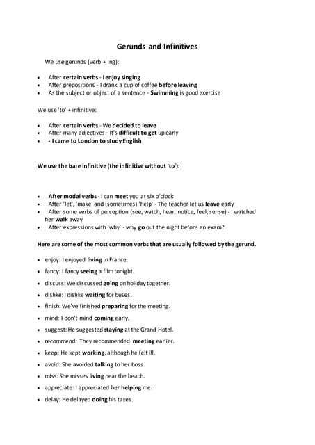 Infinitive - Gerund | PPT