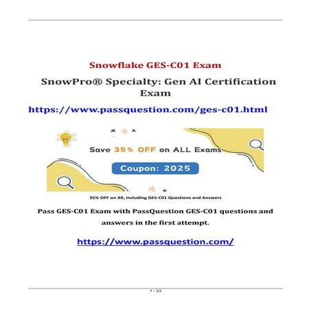 GES-C01 SnowPro Specialty Gen AI Certification PDF Questions | PDF