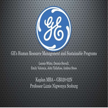 Ge's human resource management and sustainable programs presentation | PPTX
