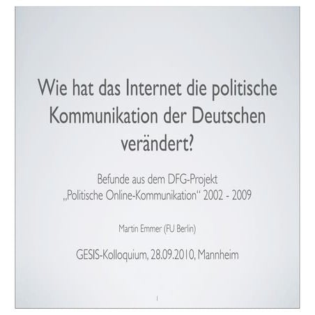 Politische Online-Kommunikation 2002-2009 | PPT