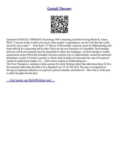 Gestalt therapy 1 | PPTX | Physical Therapy | Wellness