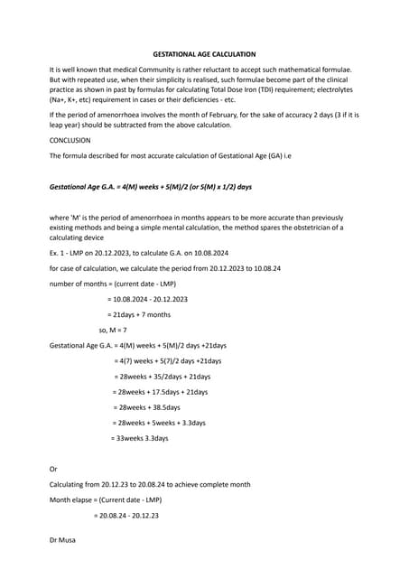 AGE OF GESTATION, GTPAL AND EDD , AOG PPT | PDF