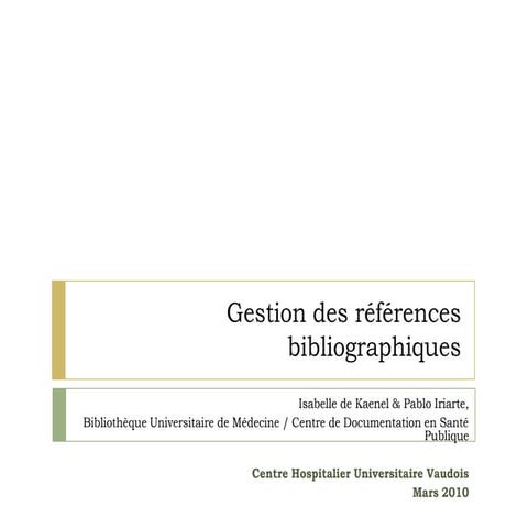Gestion des références bibliographiques | PPTX