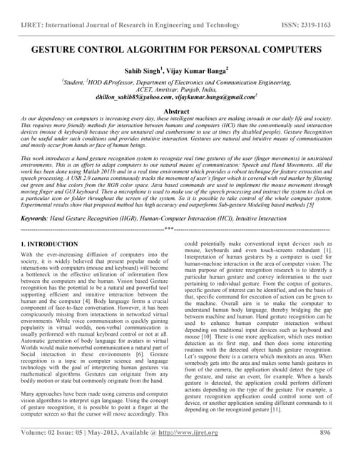 Controlling Computer using Hand Gestures | PDF