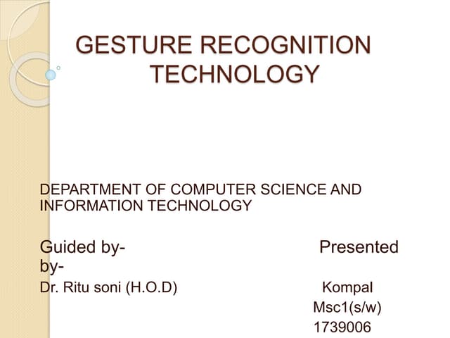Hand gesture recognition | PPTX
