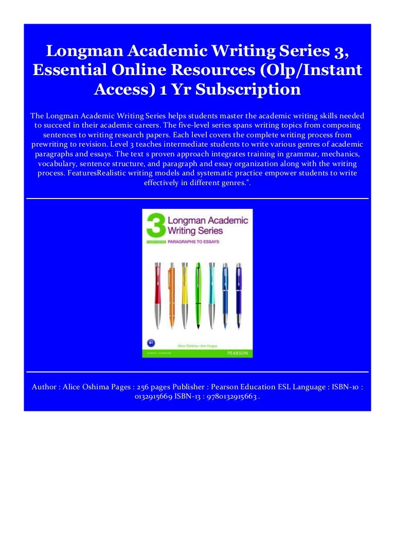 (Get!!!) Longman Academic Writing Series 3, Essential Online Resource…